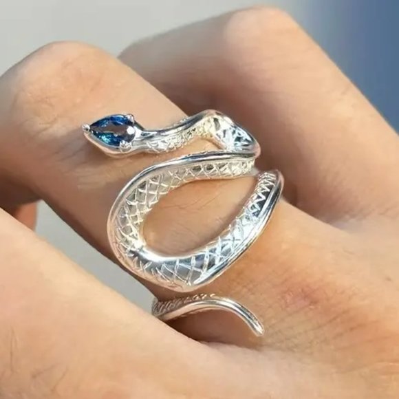 dear | Jewelry | Gothic Sea Blue Topaz Snake Open Ring | Poshmark